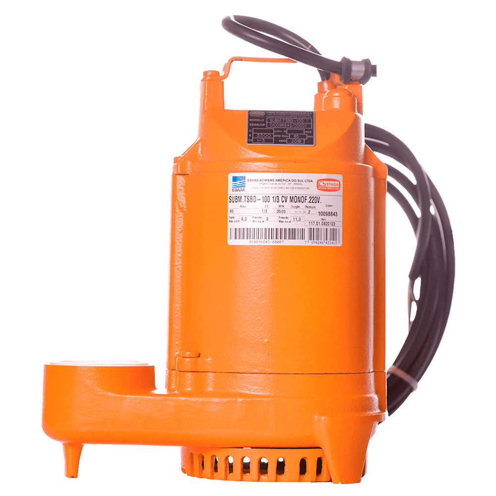 BOMBA THEBE SUBMERSÍVEL TSBD-100 1/3 cv ØROTOR 85mm MONOFÁSICO MOTOR ...
